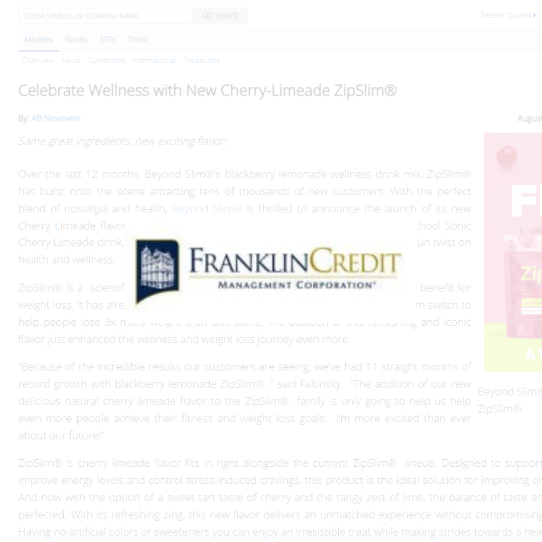 Cherry Limeade ZipSlim® Featured in Franklin Credit Management ...