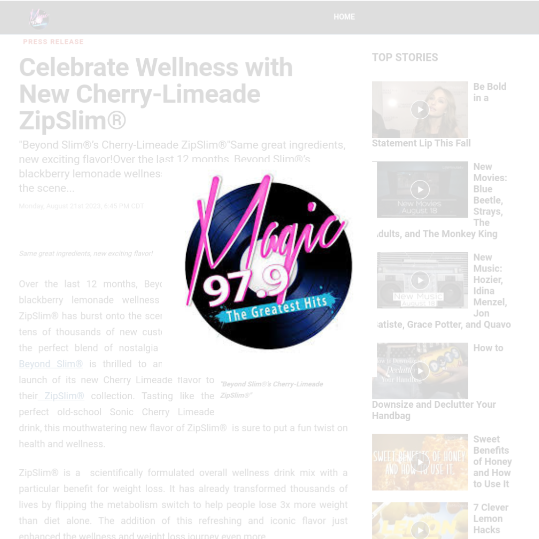 Cherry Limeade ZipSlim® Featured on Magic 97.9: Celebrate Wellness with ...