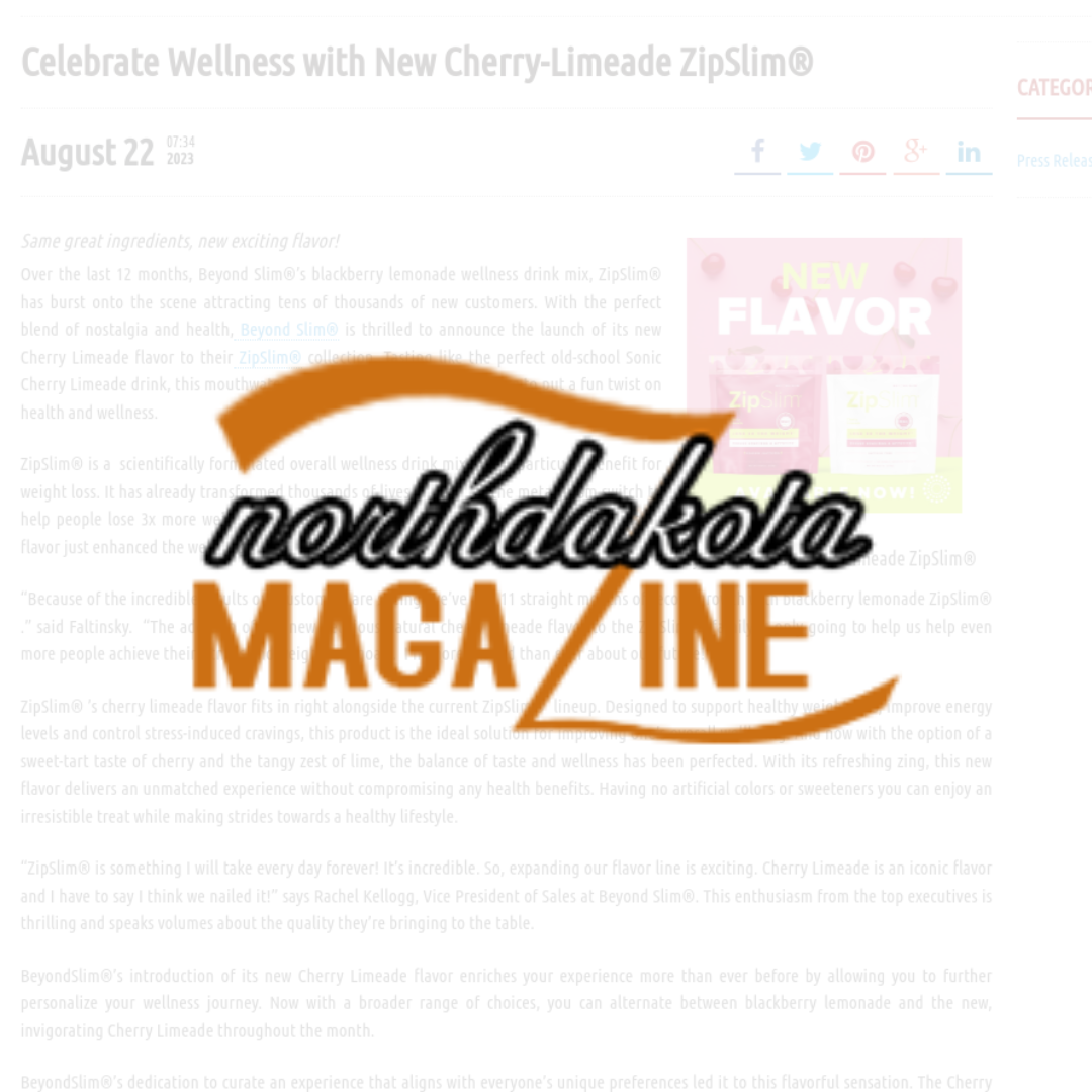 Cherry Limeade ZipSlim® Featured in North Dakota Magazine: A Delicious ...