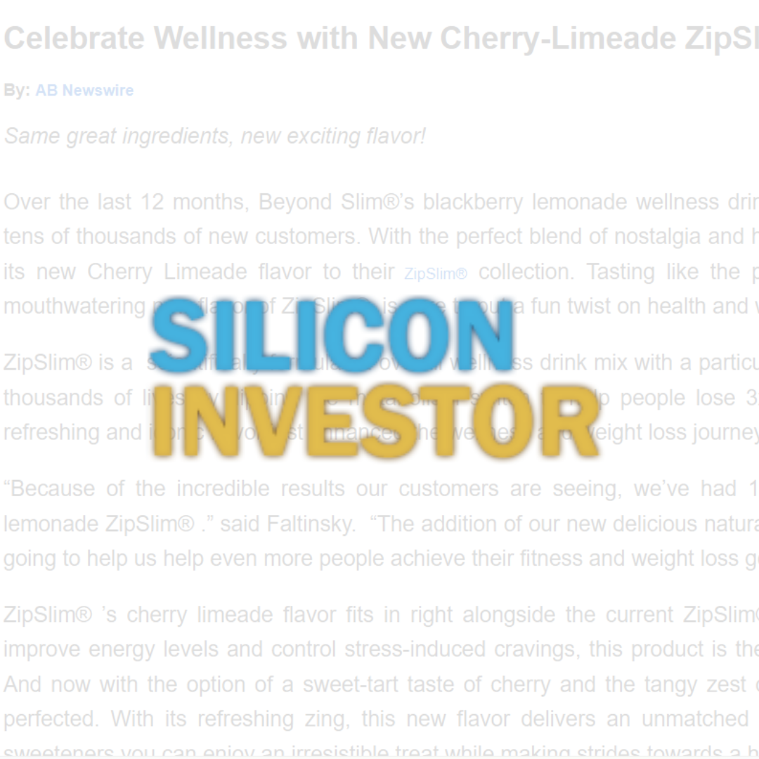Cherry Limeade ZipSlim® Featured in Silicon Investor (SI): A Smart ...
