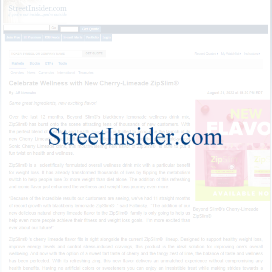 Cherry Limeade ZipSlim® Featured in Street Insider: A Delicious Way to ...