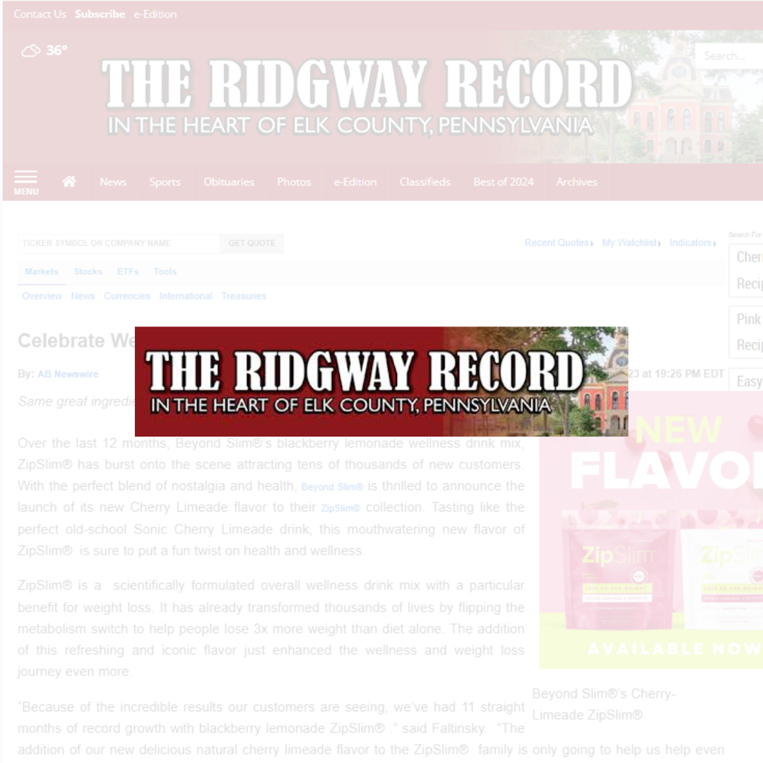 Cherry Limeade ZipSlim® Featured in The Ridgway Record: A Delicious Way to Celebrate Wellness ...