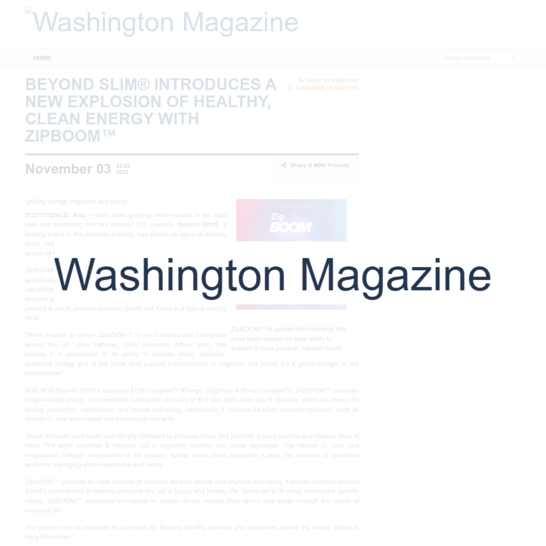 ZipBOOM™ Featured in Washington Magazine: Beyond Slim® Introduces a NEW ...