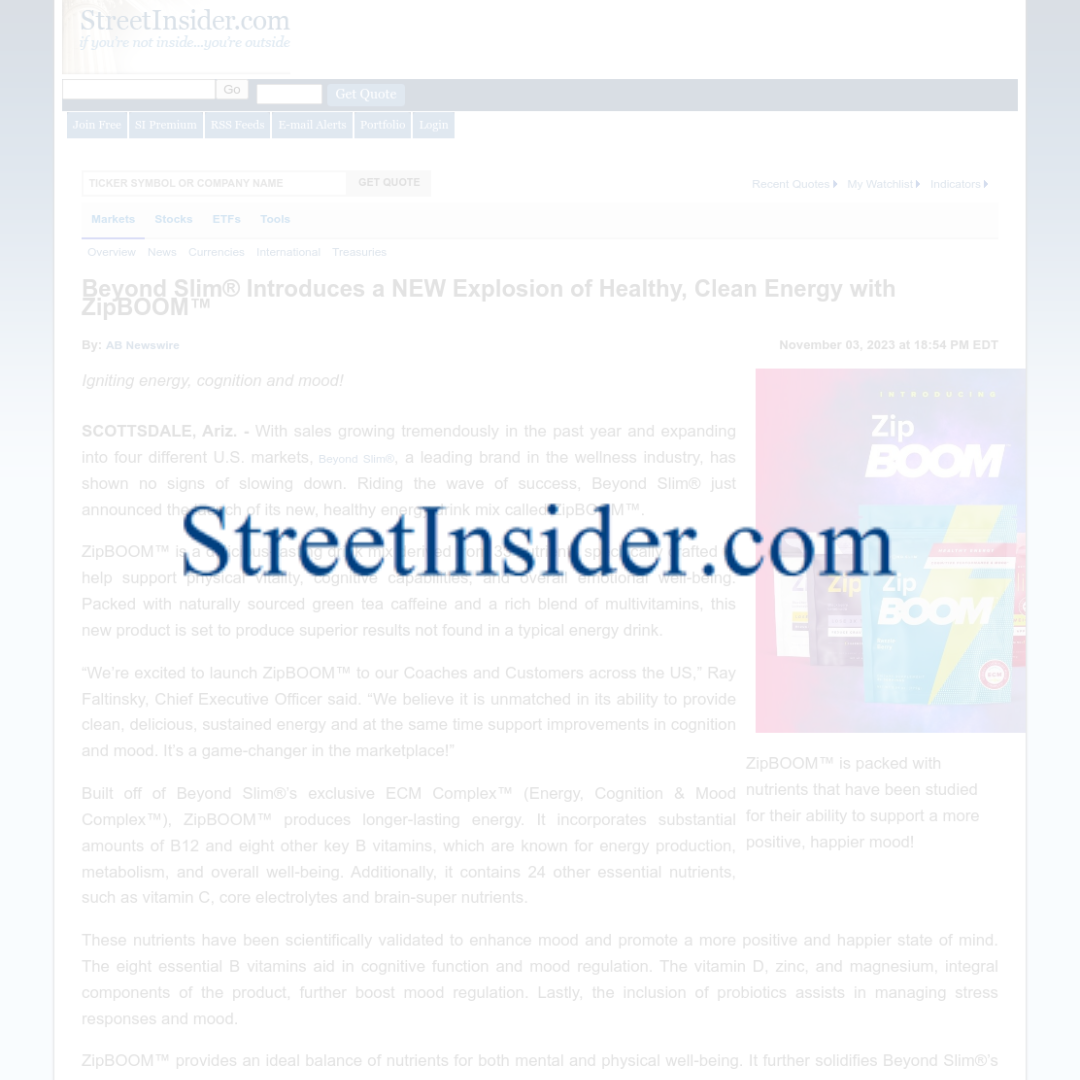 ZipBOOM™ Featured in StreetInsider.com: Beyond Slim® Introduces a NEW ...