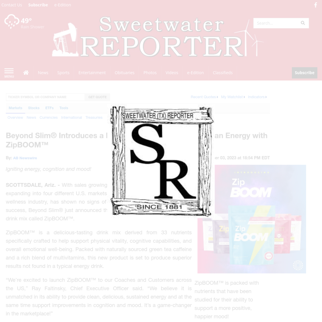 ZipBOOM™ Featured in Sweetwater Reporter: Beyond Slim® Introduces a NEW ...